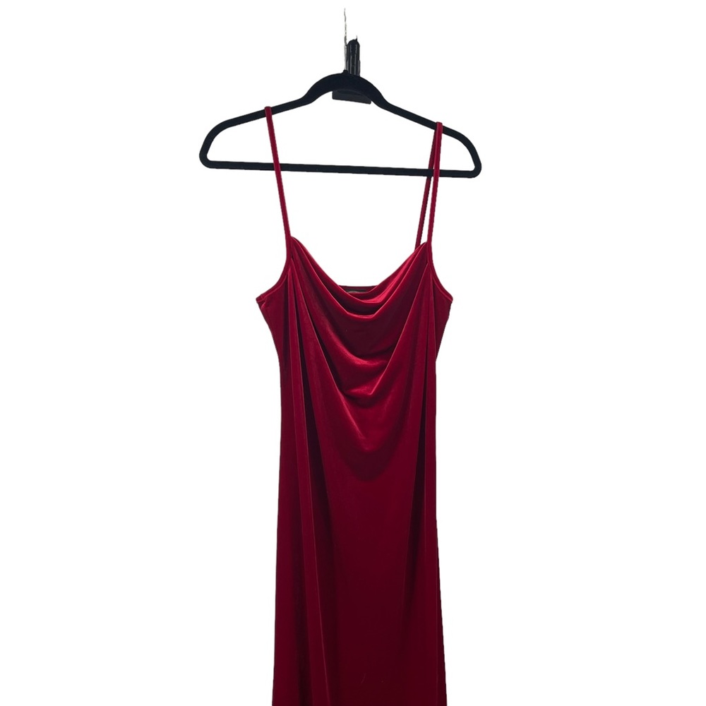 Vintage Laura Ashley Red Velvet Sexy Bodycon Long Dre Gem